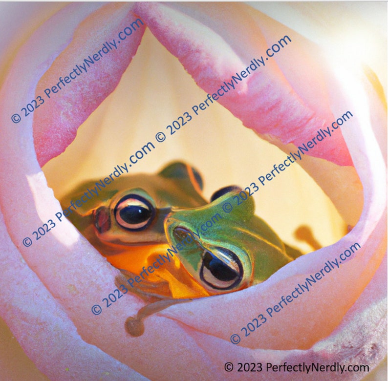 Tree Froglet Love Two Baby Green Tree Frogs Cuddling in a Pink Rose at ...