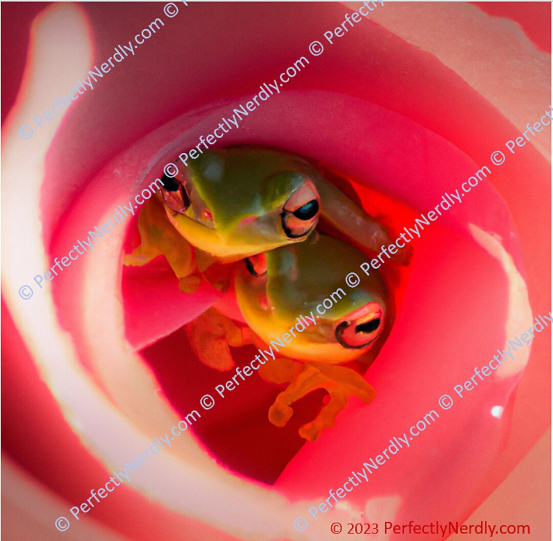 Two Baby Tree Frogs Cuddling in a Pink Rose in Sunlight - Etsy