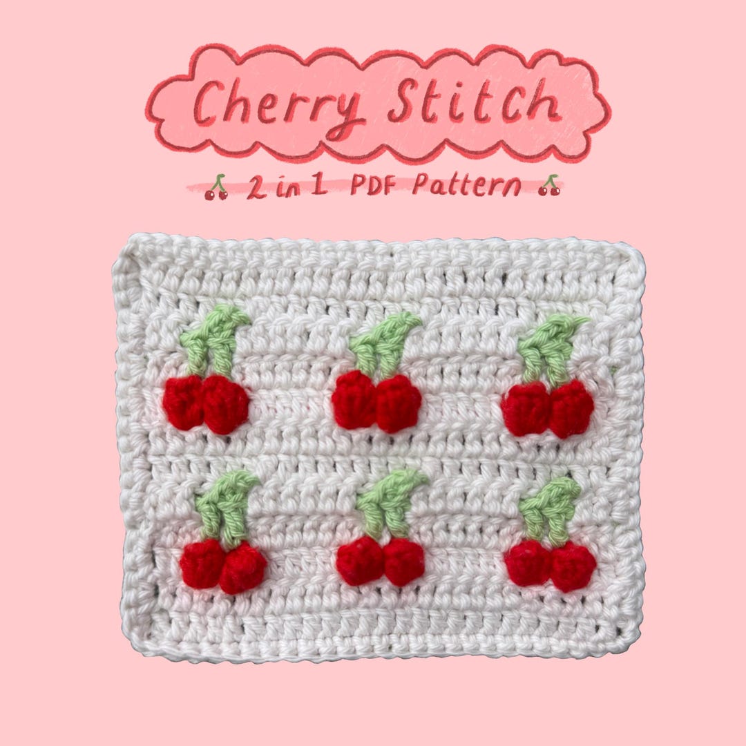 2 in 1 Cherry Stitch PDF Crochet Pattern - Cherry Drawstring Pouch Bag ...