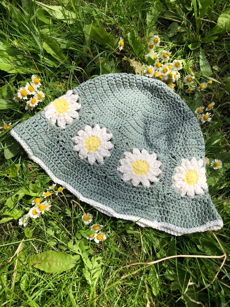 PDF Crochet Pattern - Flower Bucket Hat, Crochet Festival Hat Pattern ...