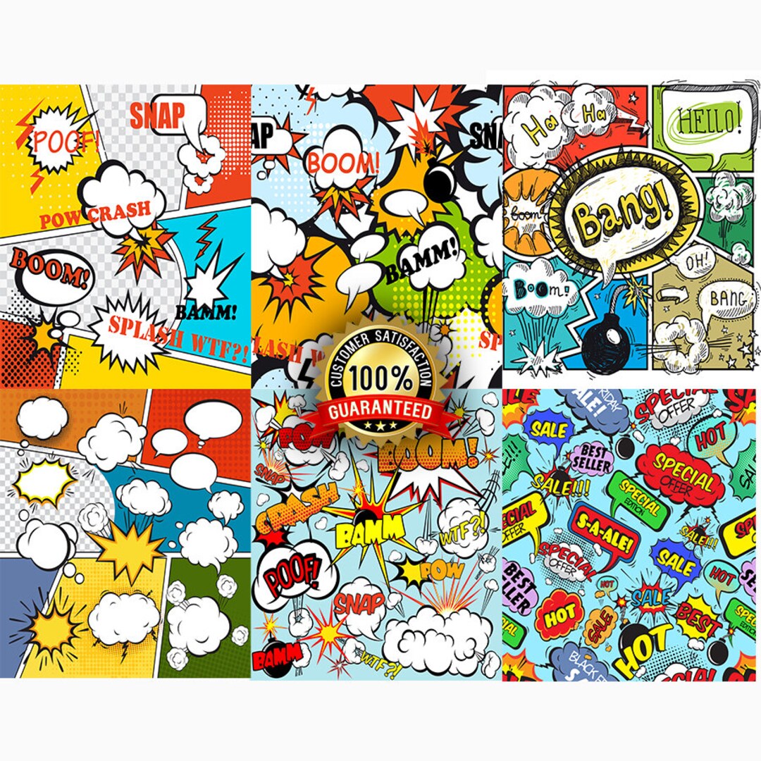 Colorful Comic Book Art Clip Art Set Pop Art Inspired - Etsy