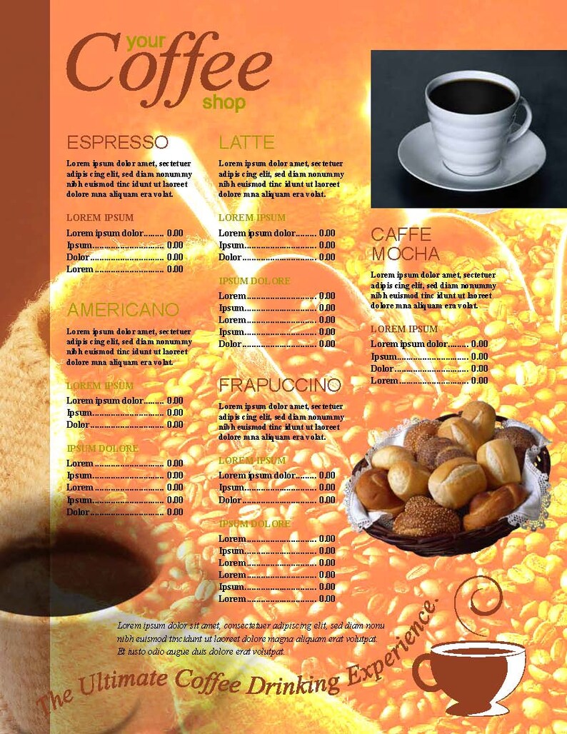 Editable Coffee Menu Template Printable Digital Design for - Etsy