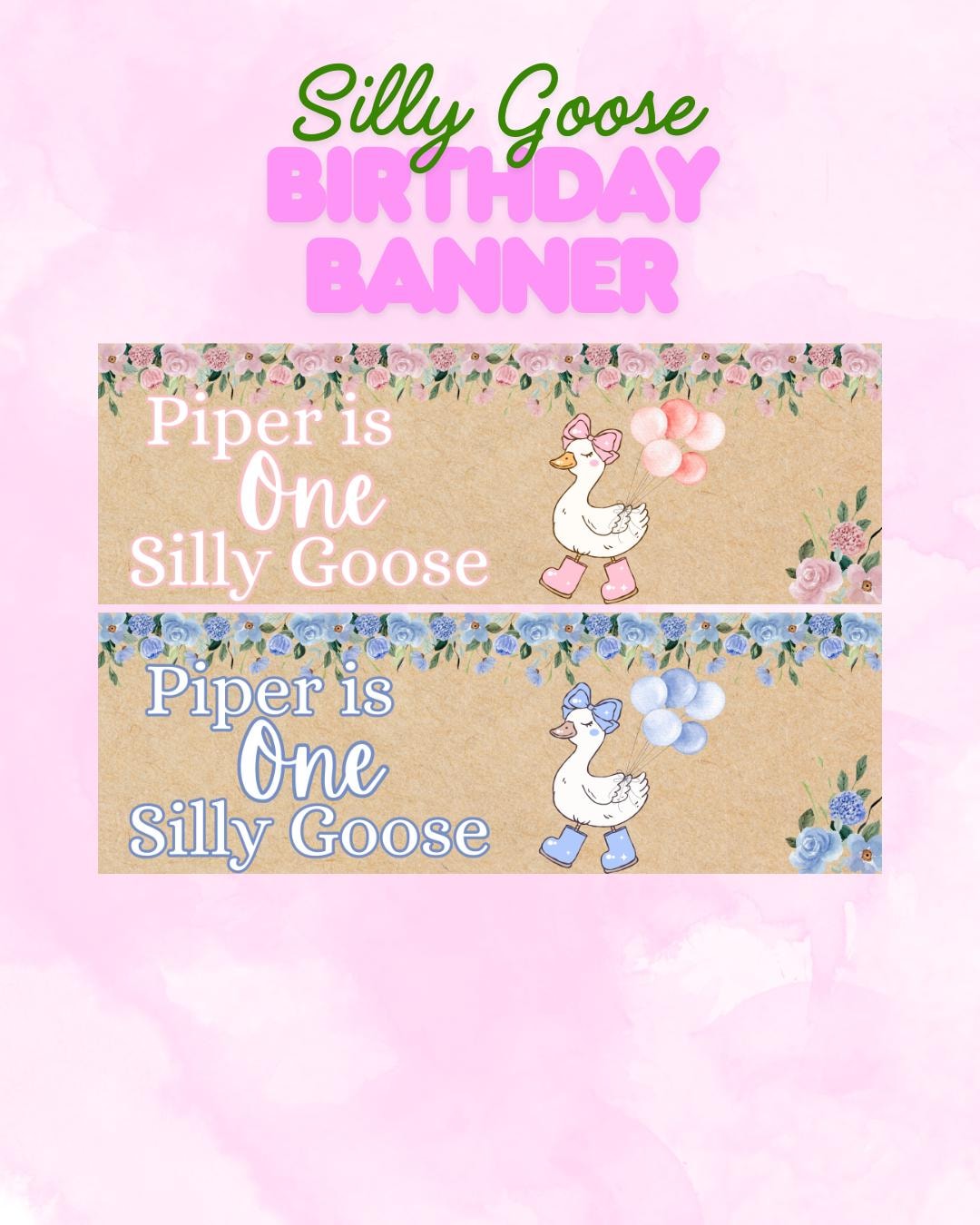 Floral ONE Silly Goose Birthday Banner - Etsy