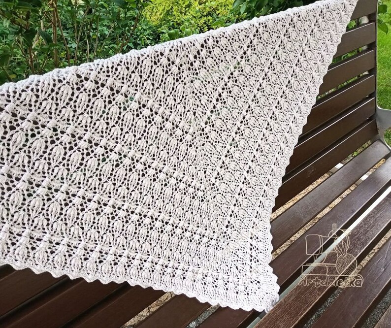 Almond Pattern, Crochet Shawl Pattern, Triangle Shawl, Graphic Chart ...