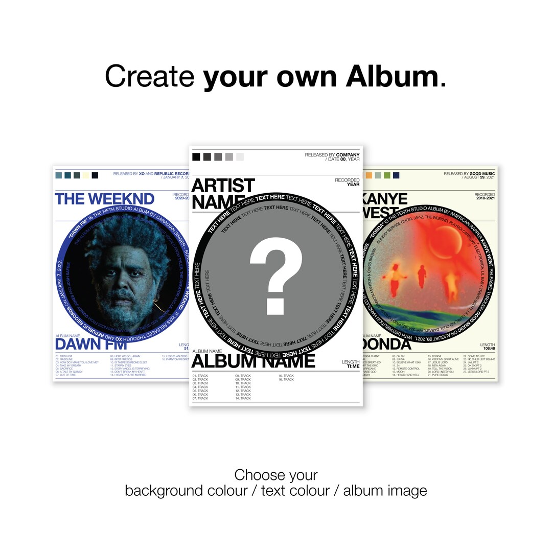 Custom Album Cover Poster - Digital Album Poster - Home Decor - Wall ...