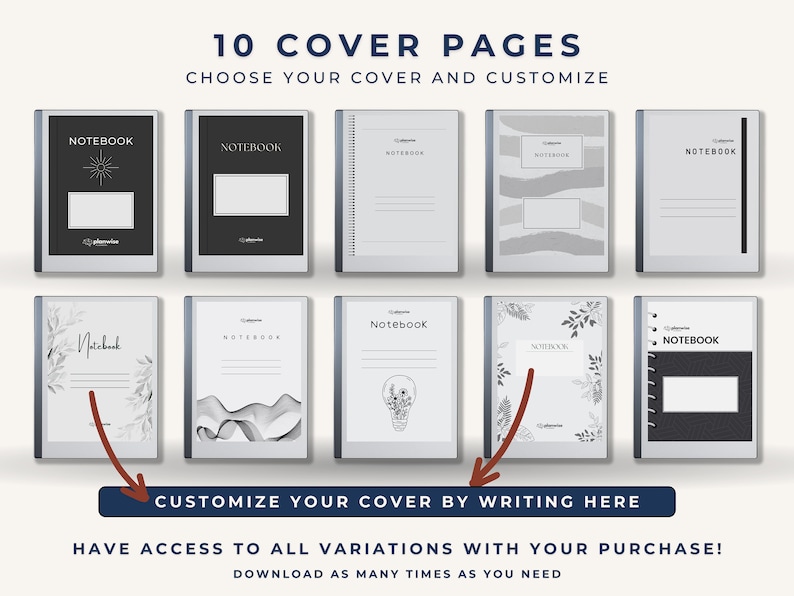 Remarkable 2 Notebook, Hyperlinked PDF Template, 10 Sections (digital ...
