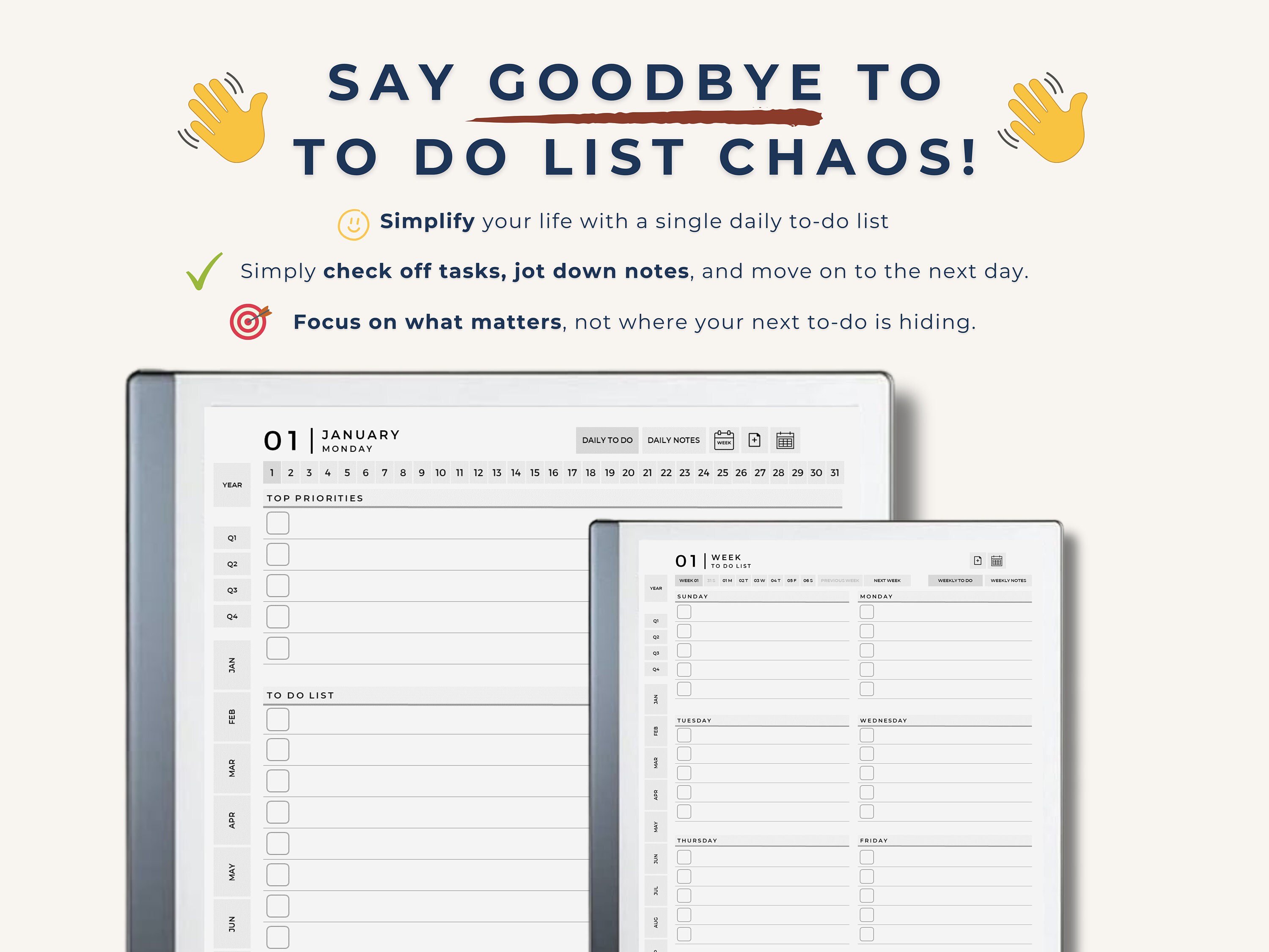 Remarkable 2 to Do List Template 2024 2025 Daily Todo List, Tasks and ...