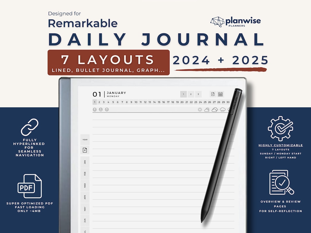 Daily Journal for Remarkable 2, Templates for Remarkable, Journal ...