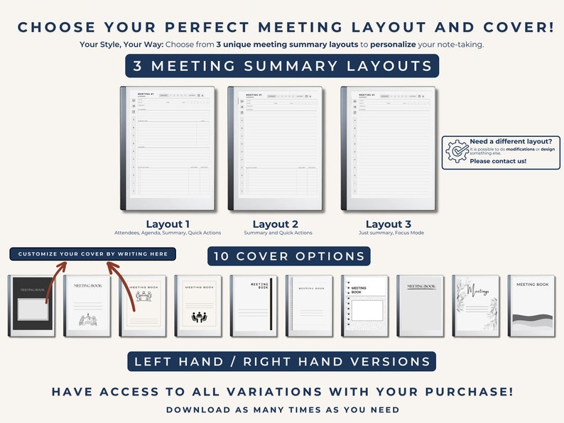 Remarkable 2 Meeting Template, Hyperlinked Meeting Notes (digital ...