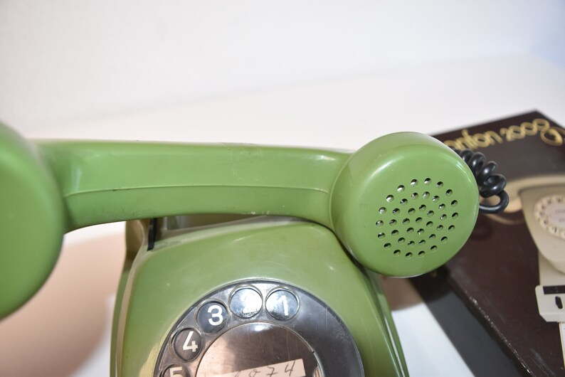 Vintage Fetap Post Rotary Dial Telephone Green Arlac Confon 2000 Telephone Register DBGM Design ...