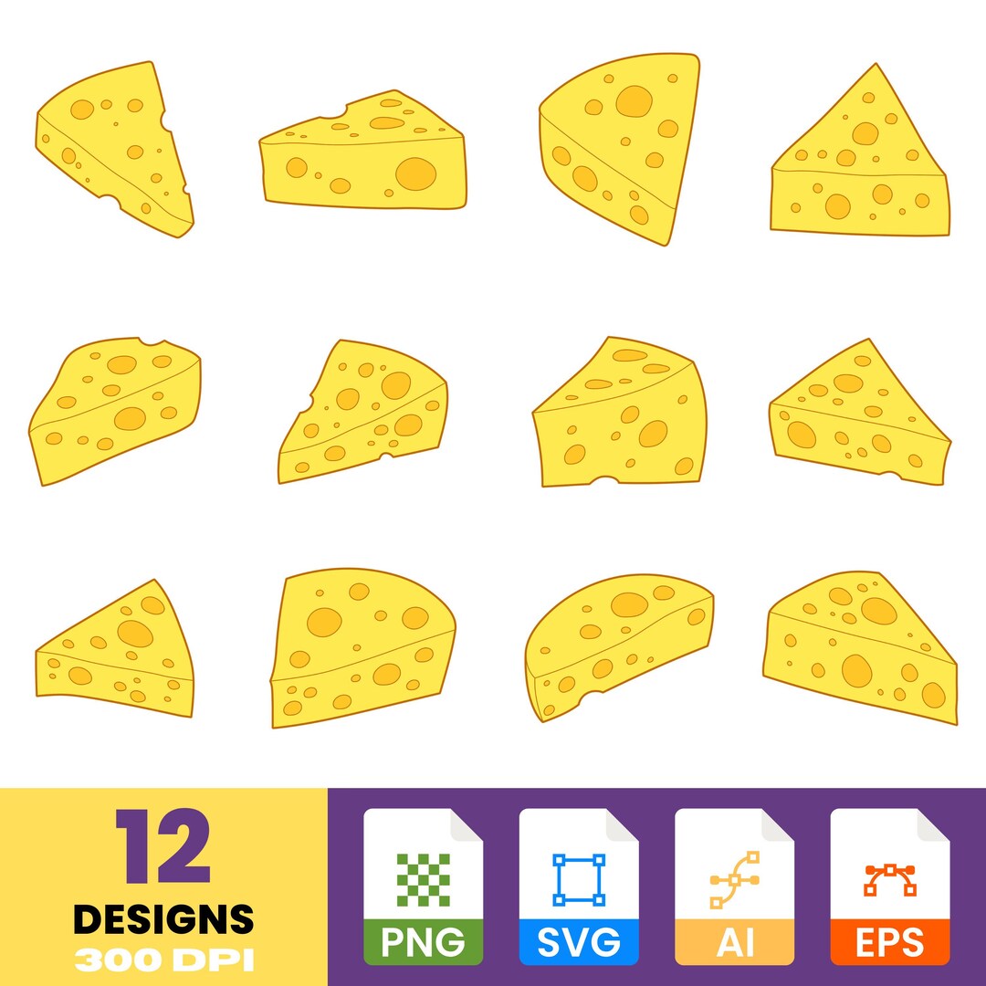 Cheese Set Clipart | Hand-drawn Cheese Illustrations | Dairy Food ...
