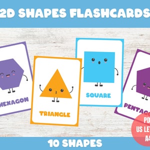 Shape Flashcards in English 2D Shapes Preschool - Etsy