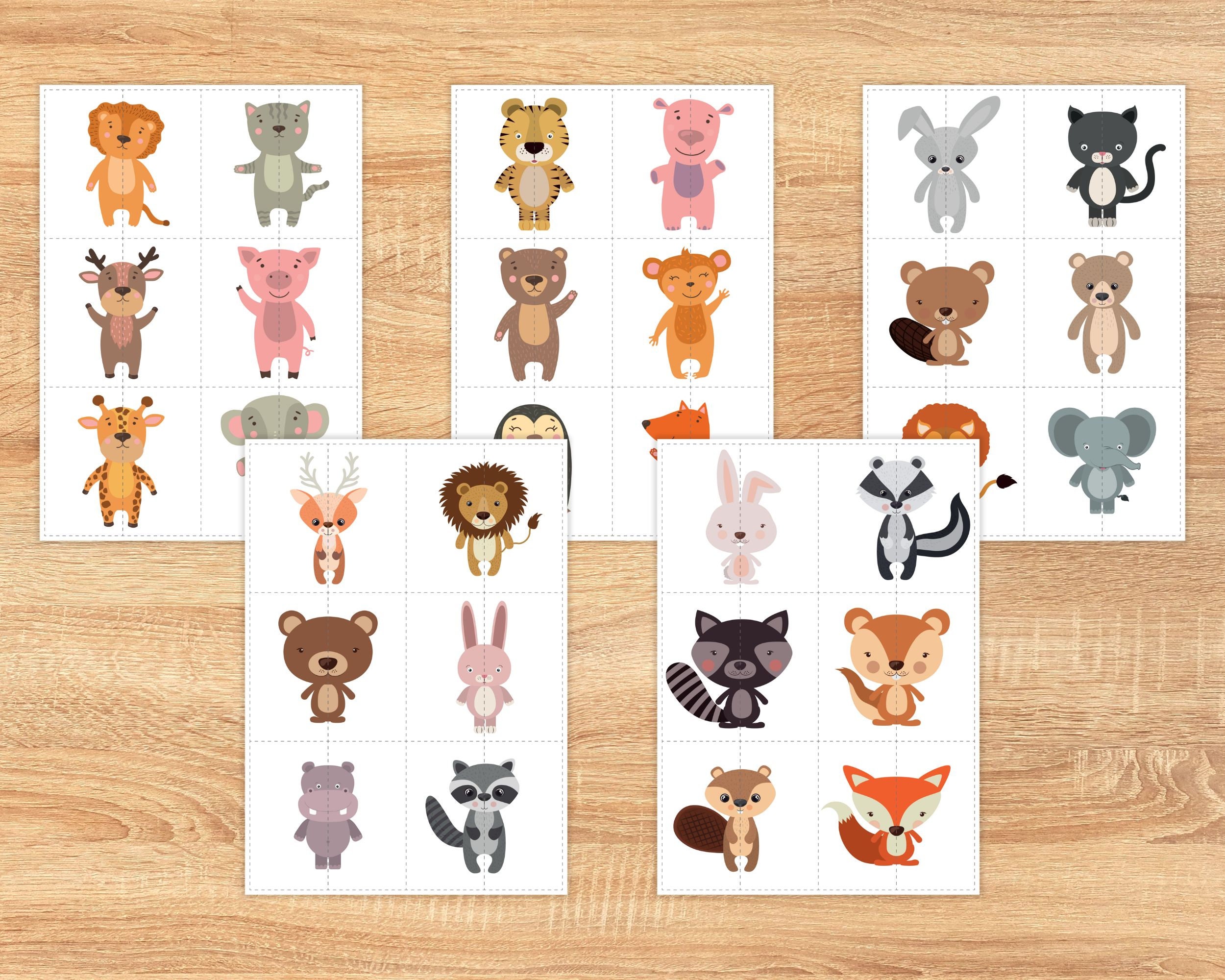Animals Matching Game for Kids, Toddler Animal Game, Safari Matching ...