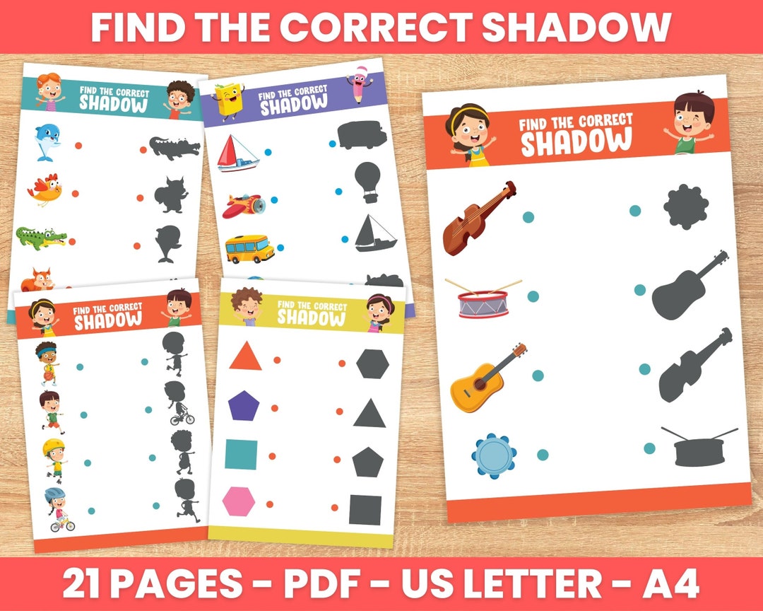 Find the Correct Shadow Game for Kids, Toddler Game, Matching Activity ...