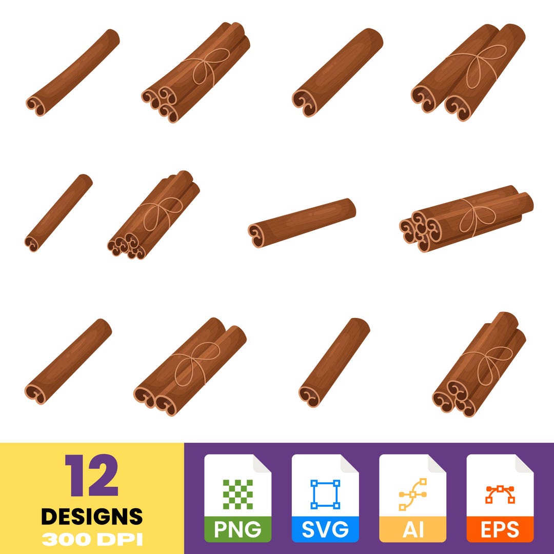 Cinnamon Set Clipart | Spiced Herb Graphics | Hand-drawn Kitchen Art ...