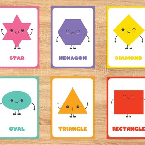 Shape Flashcards in English, 2D Shapes, Preschool, Kindergarten Cards ...