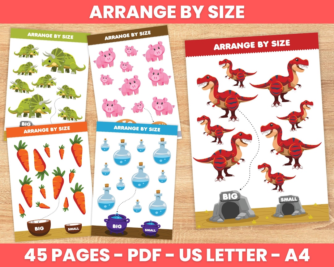 Arrange by Size Game for Kids Toddler Game Shapes Size - Etsy