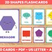 Shape Flashcards in English, 2D Shapes, Preschool, Kindergarten Cards ...