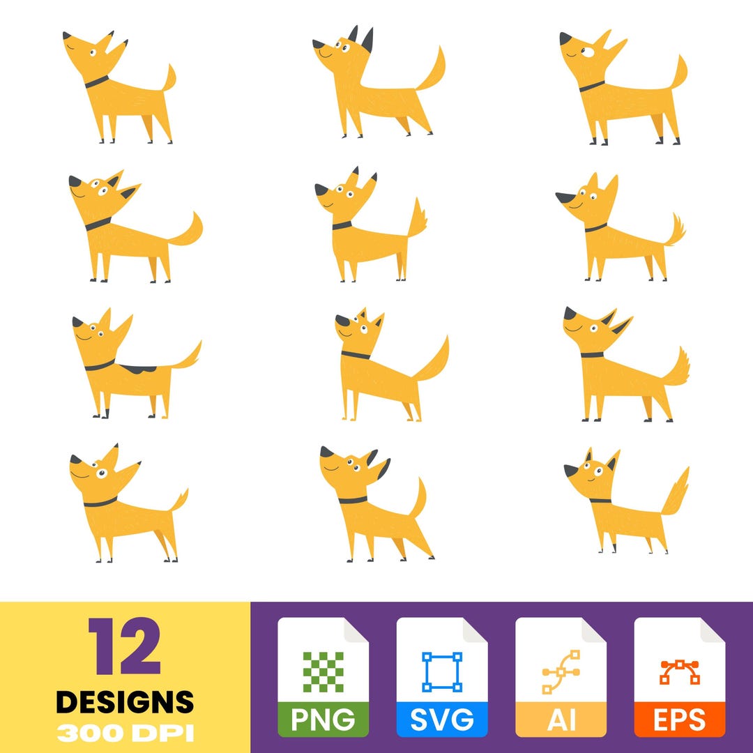 Cute Dog Clipart | Puppy Sticker Bundle | Hand-drawn Dog Art | Digital ...
