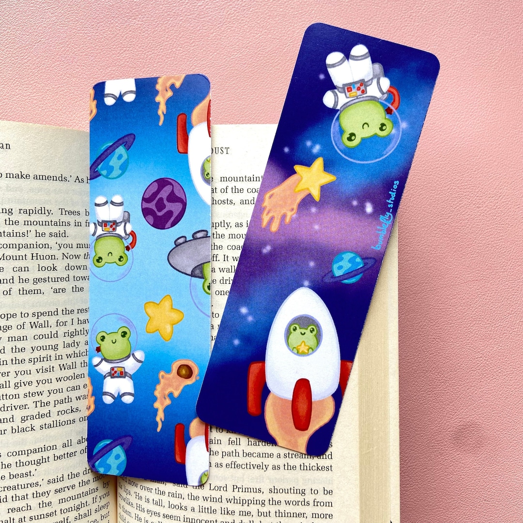 Froggy Astronauts Bookmark Fwogs Cute Bookmark Double Sided Book Lovers ...
