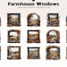 Autumn Farmhouse Window Clipart Bundle Landscape Watercolor Fall Window ...
