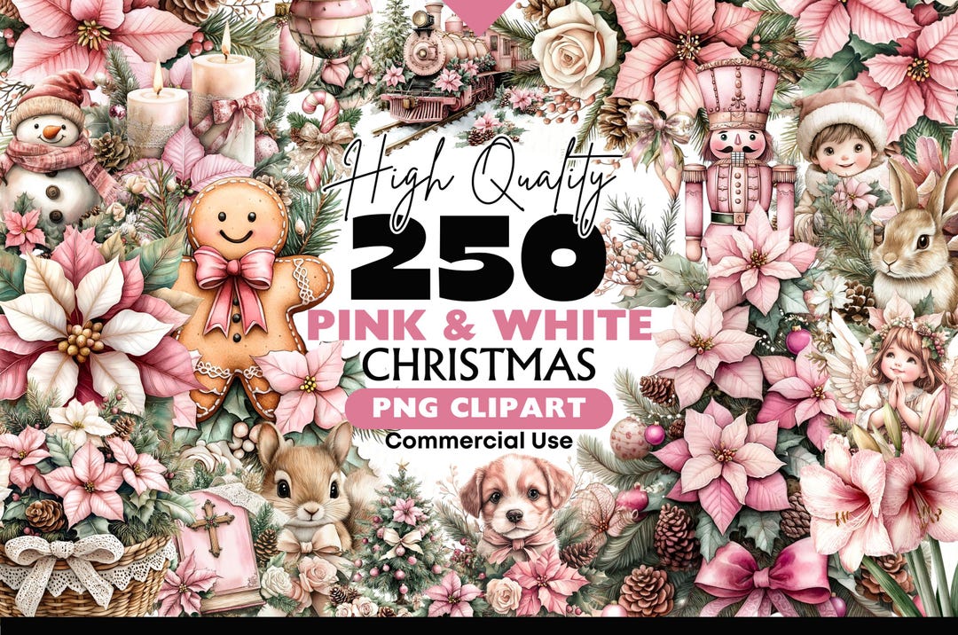 Pink Christmas Clipart Bundle | Holiday Season Clipart | Pink Winter ...