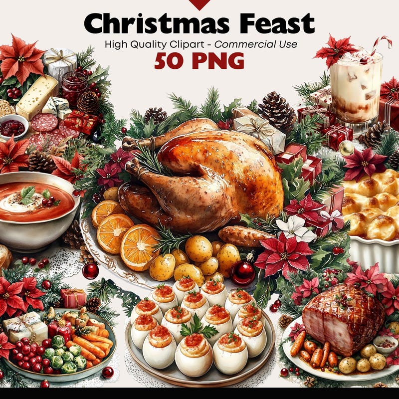 Holiday Meal Clipart - Etsy