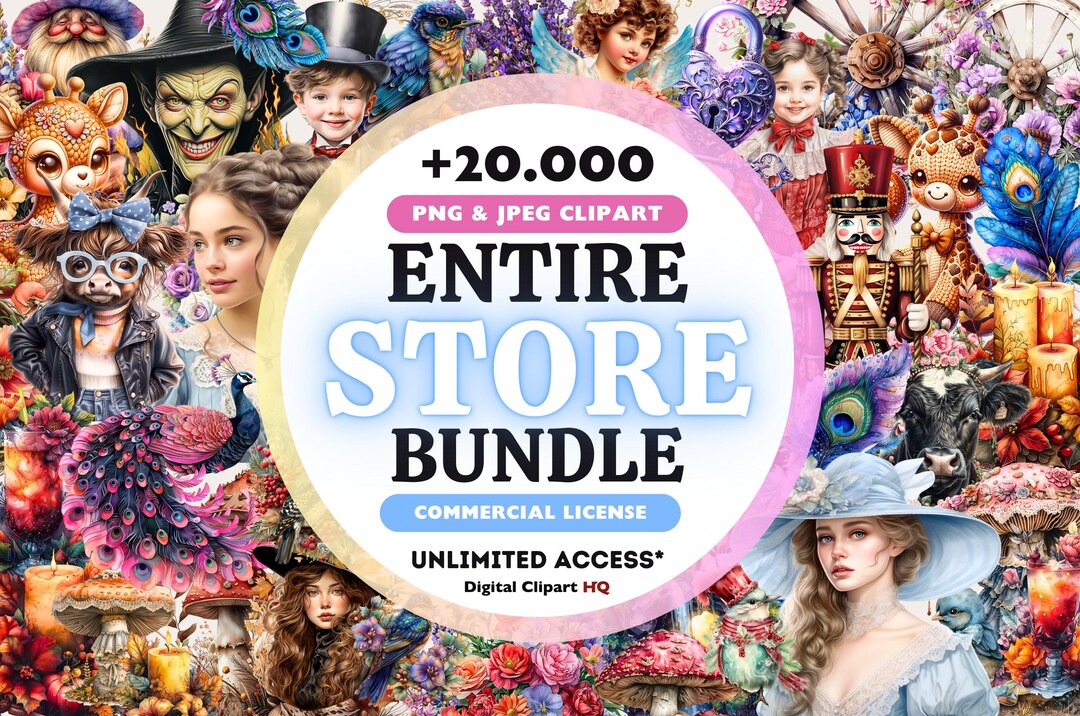 Mega Graphics Bundle 20,000+ PNG Clipart Digital Download With Lifetime Commercial Use Current ...