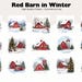 45 Winter Red Barn Scenery JPEG Graphics Commercial Use Snowy ...
