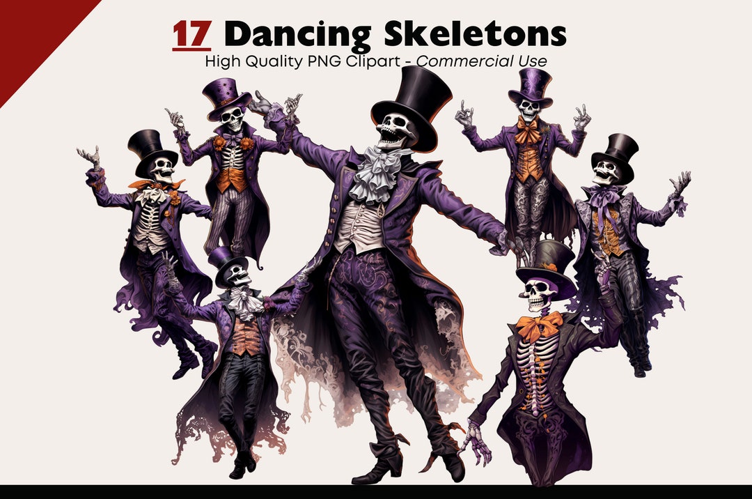 Dancing Skeleton Clipart, Spooky PNG, Halloween Watercolor, Creepy ...