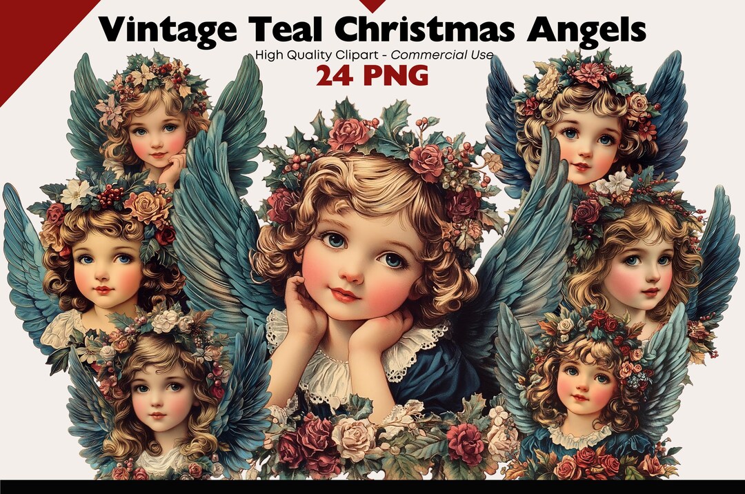 Vintage Angels Clipart Bundle Watercolor Victorian Angels PNG Holiday ...