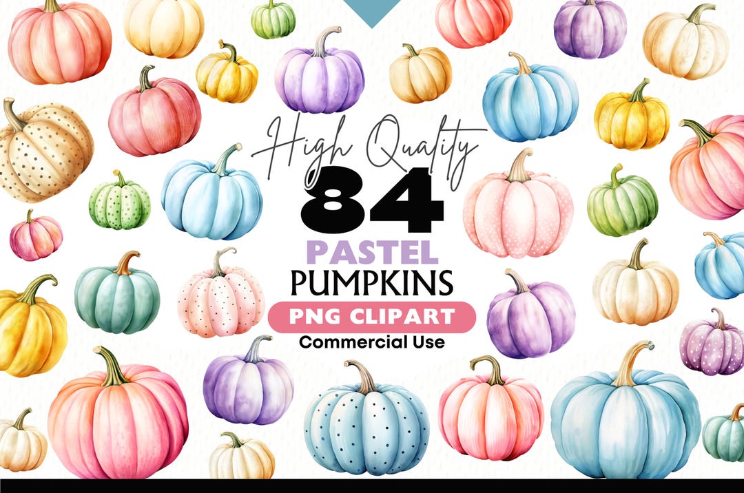 Pastel Pumpkins Clipart Bundle Fall Decorations Watercolor Light ...