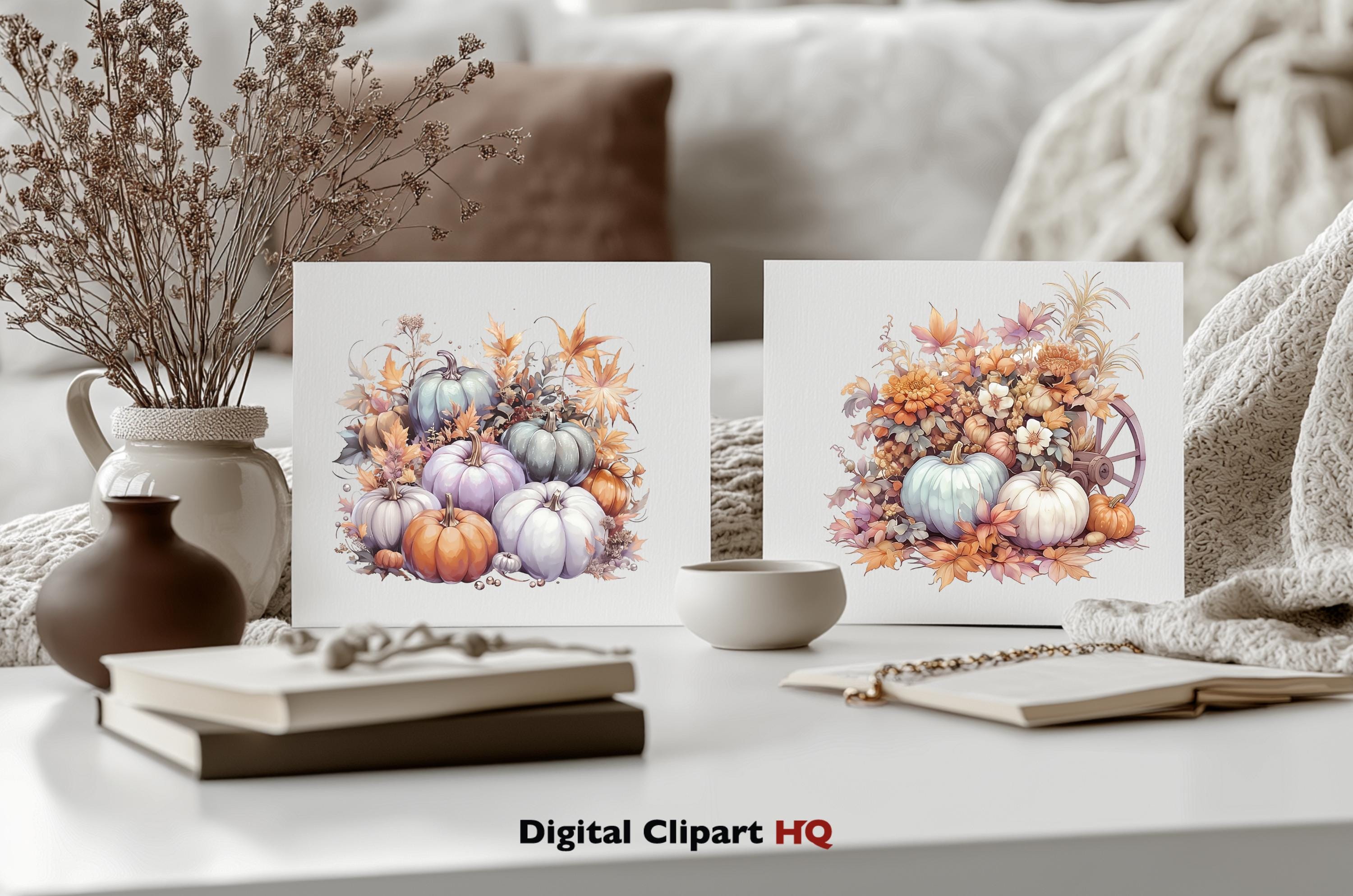 Pastel Autumn PNG Clipart Big Bundle Watercolor Pastel Halloween PNG ...