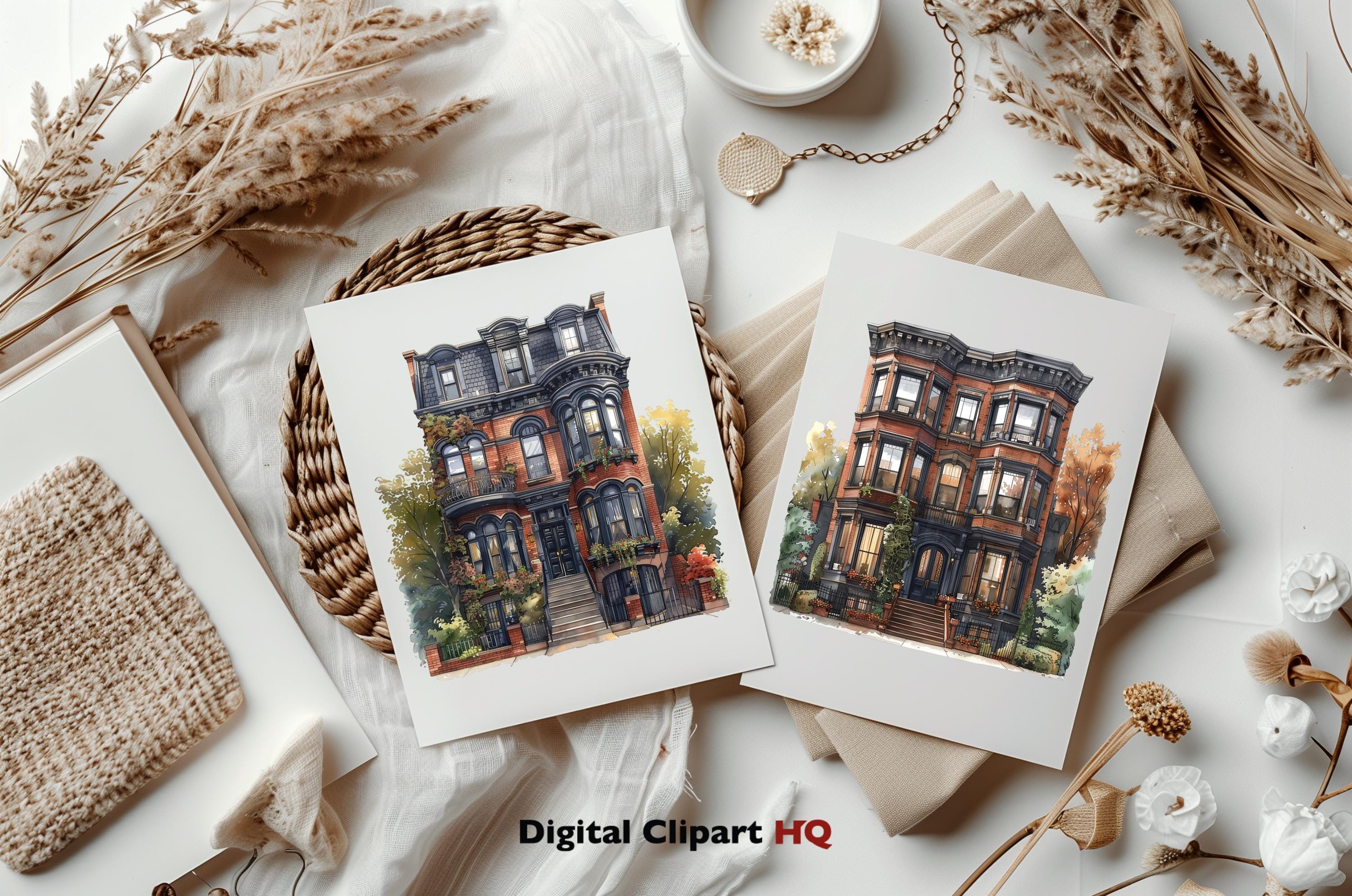 Brownstone Building Clipart Bundle Manhattan Apartment Buildings ...