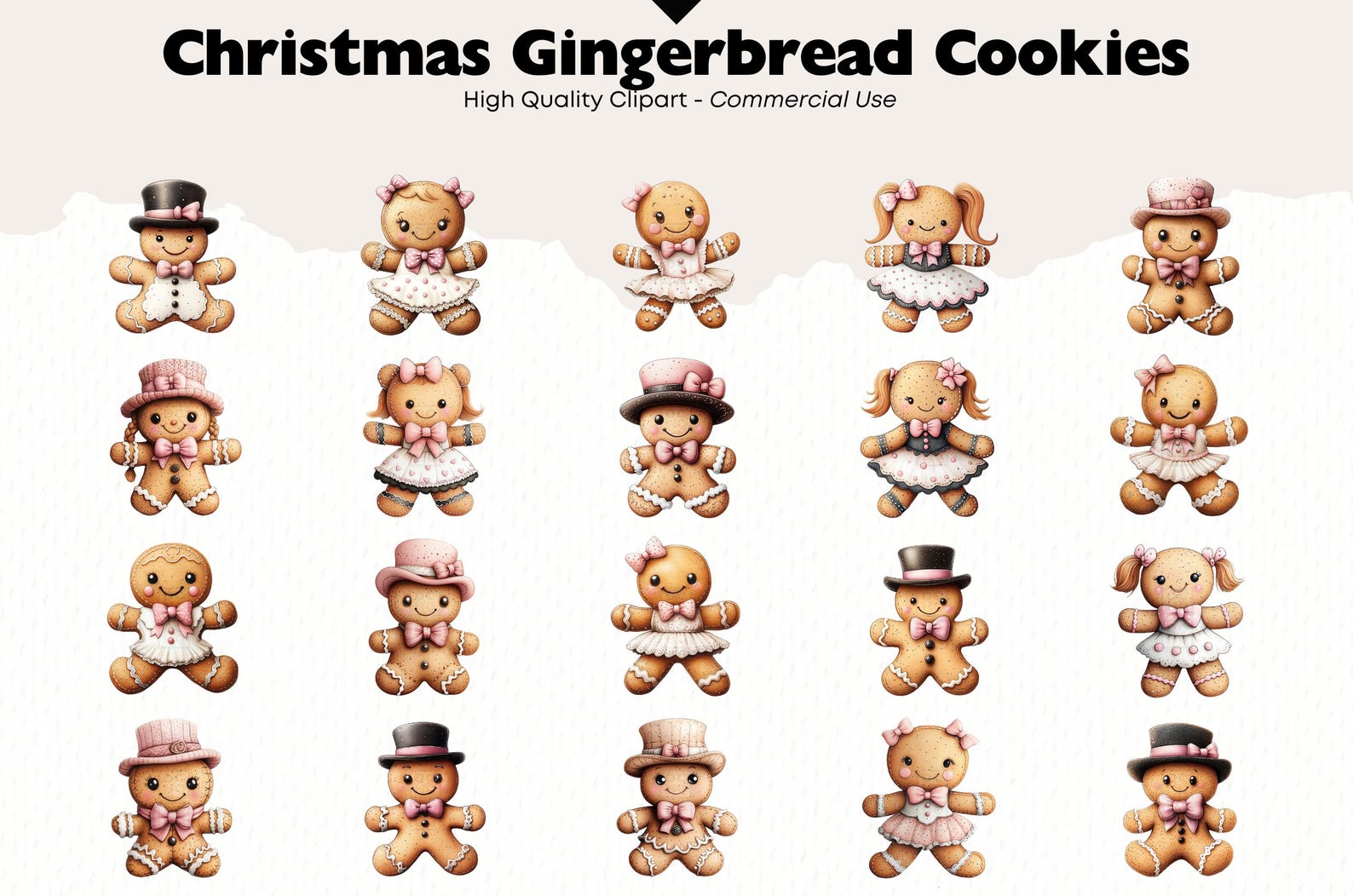 40 Gingerbread Cookie Clipart Bundle Christmas Girl PNG Watercolor ...