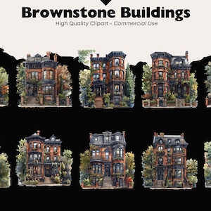 Brownstone Building Clipart Bundle Manhattan Apartment Buildings ...