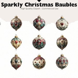 Christmas Ornaments Clipart Bundle Traditional Winter Graphics Digital ...