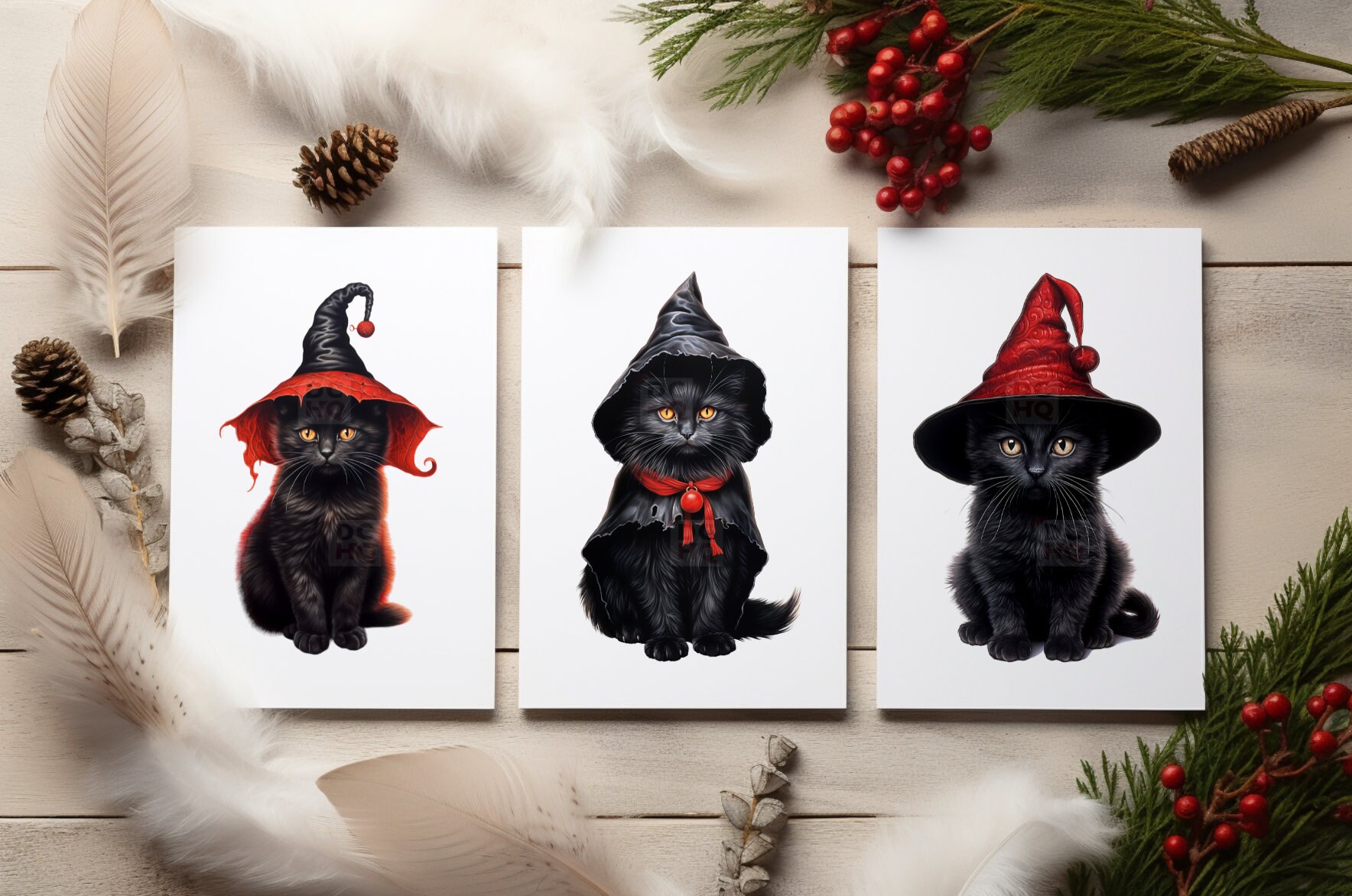 Witchy Cat Clip Art Bundle Kitten PNG Cat With Witches Hat - Etsy