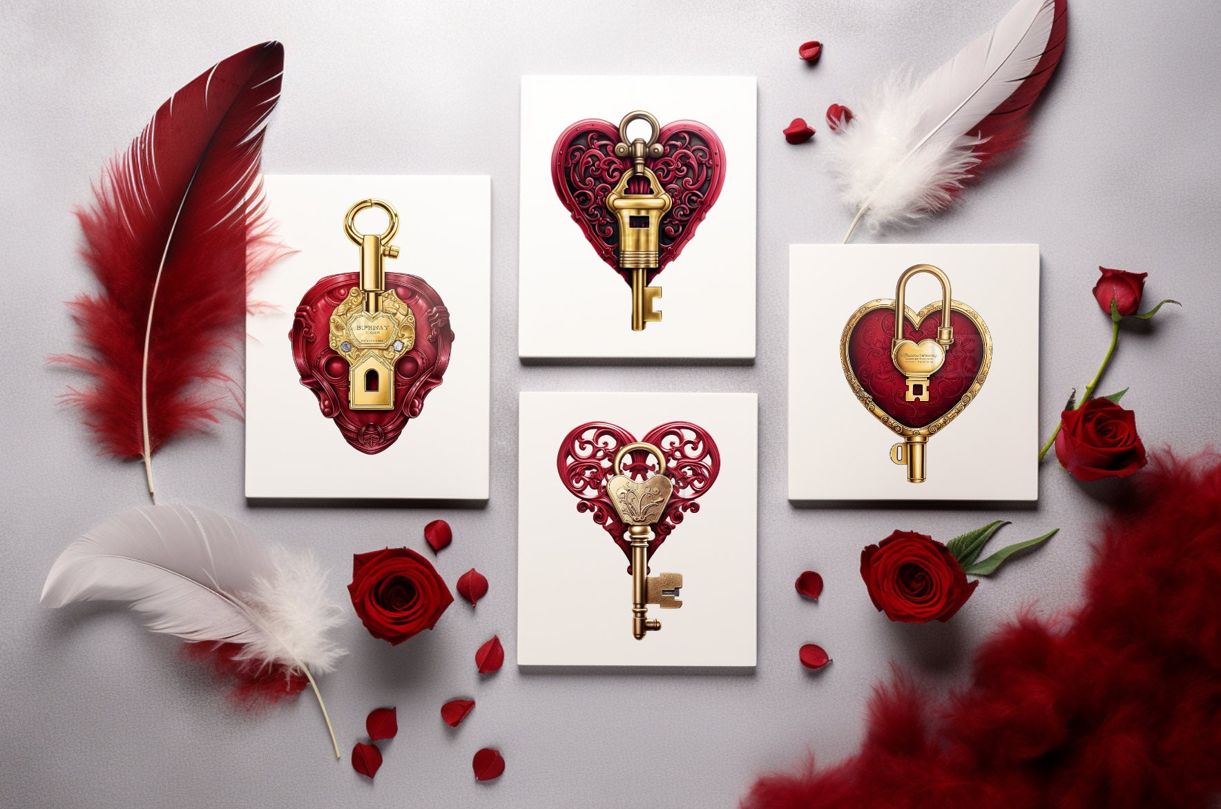 Lock and Key Clipart Bundle, Heart Lock PNG, Romantic Clip Art, Key to ...