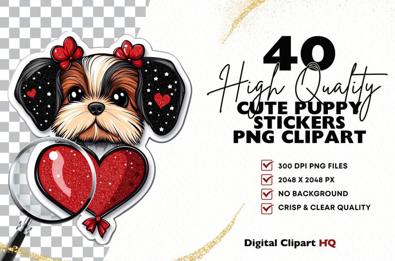 Pacote de Clipart de Cachorros para o Dia dos Namorados, Aquarela ...