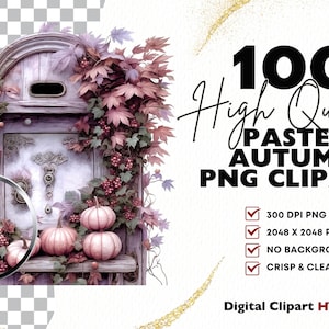 Pastel Autumn PNG Clipart Big Bundle Watercolor Pastel Halloween PNG ...