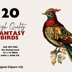 Fantasy Christmas Birds PNG Clipart Bundle, Fantasy Birds Winter ...