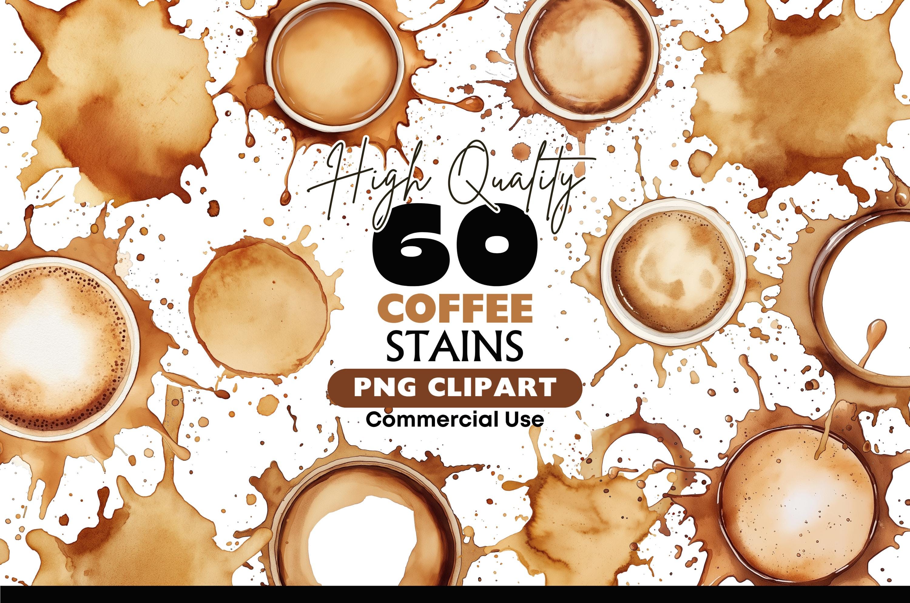 60 Coffee Stains PNG Clipart Bundle for Scrapbooking, Vintage Junk ...
