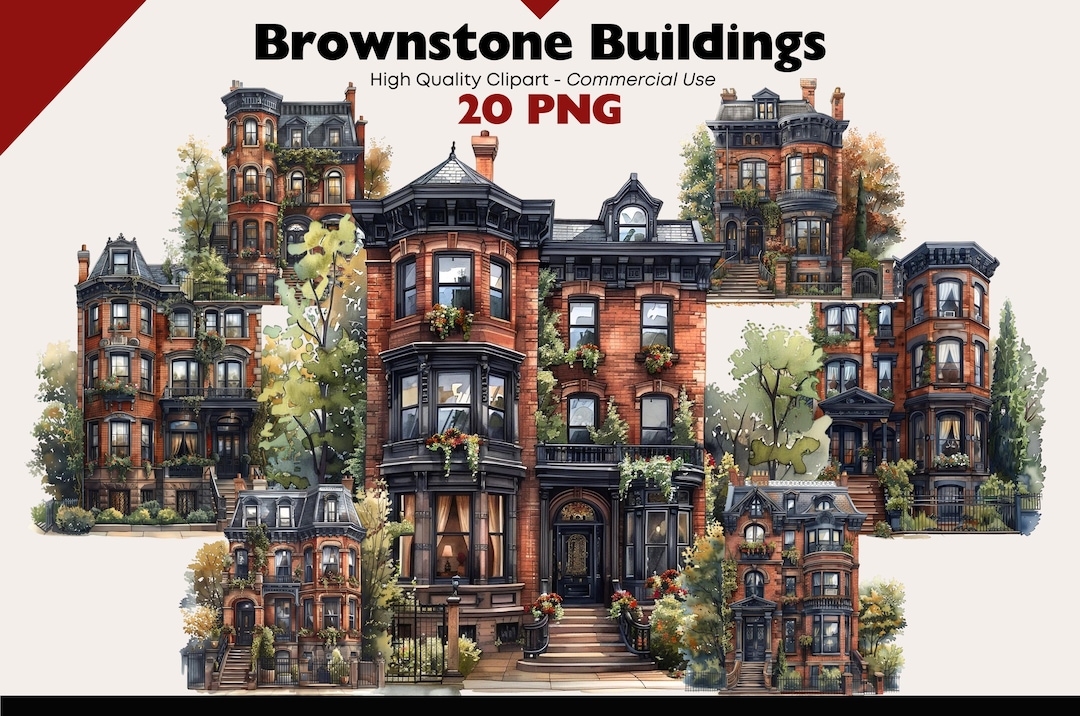 Brownstone Building Clipart Bundle Manhattan Apartment Buildings ...