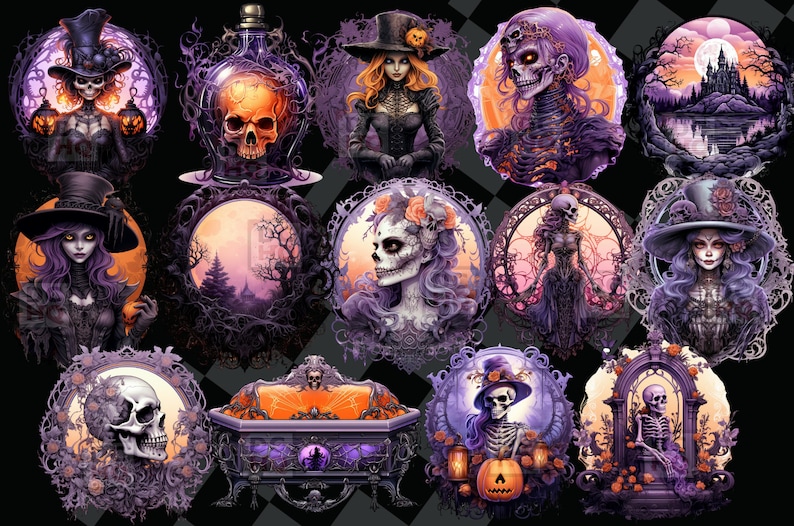 Halloween Witch Clipart Bundle Zombie Witch PNG Scary - Etsy