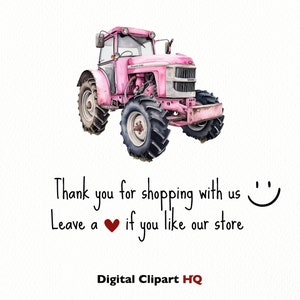 Pink Tractor Clipart Bundle, Cute Farm Vehicle PNG, Rustic Tractor ...