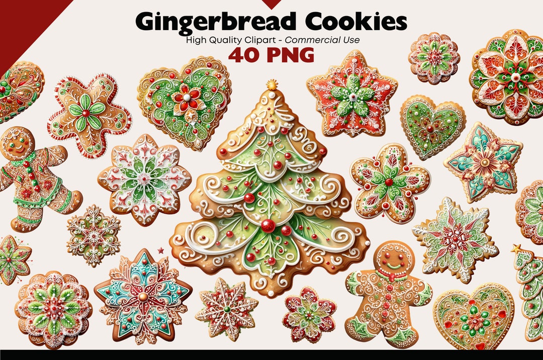 Gingerbread Cookie Clipart Bundle, Christmas Cookies PNG, Gingerman PNG ...