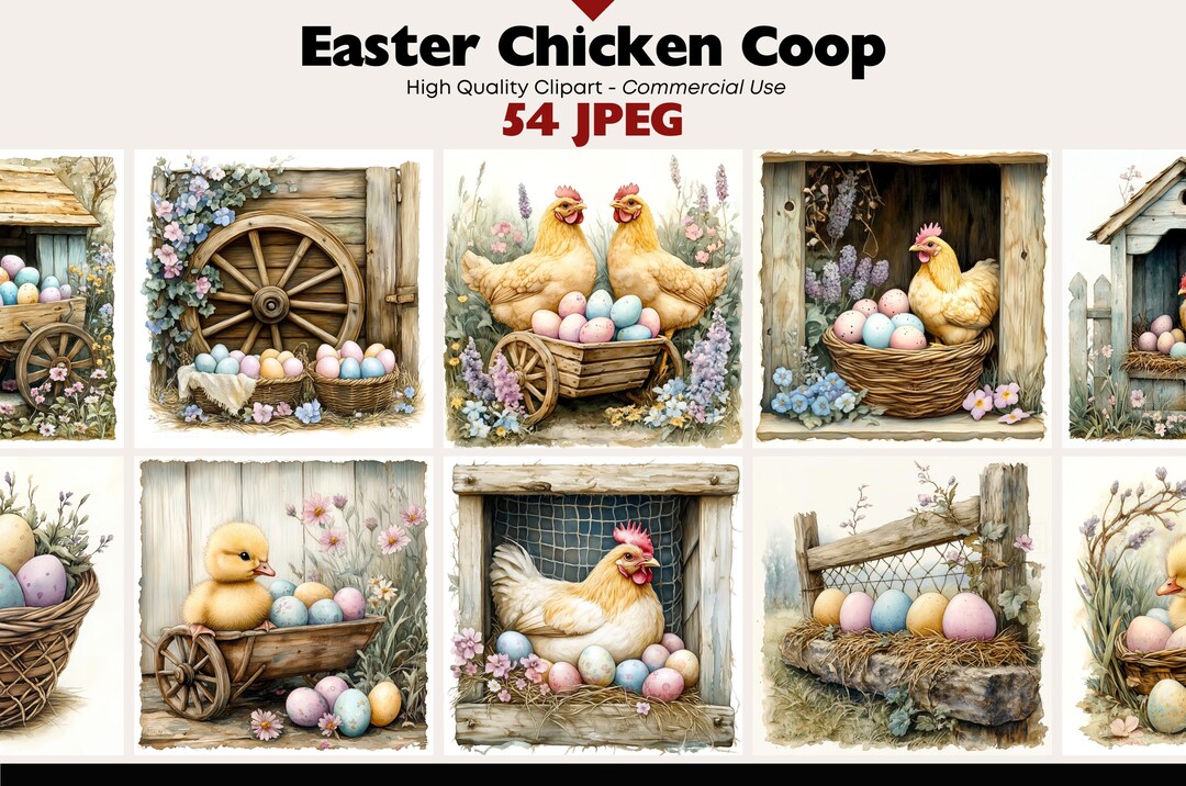 Easter Chicken Coop Clipart, Easter Farm Animals, Spring Chicken Coop ...