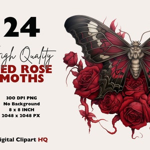 Red Rose Moth Clip Art, Moth PNG, Butterfly PNG, Red Butterfly Clipart ...