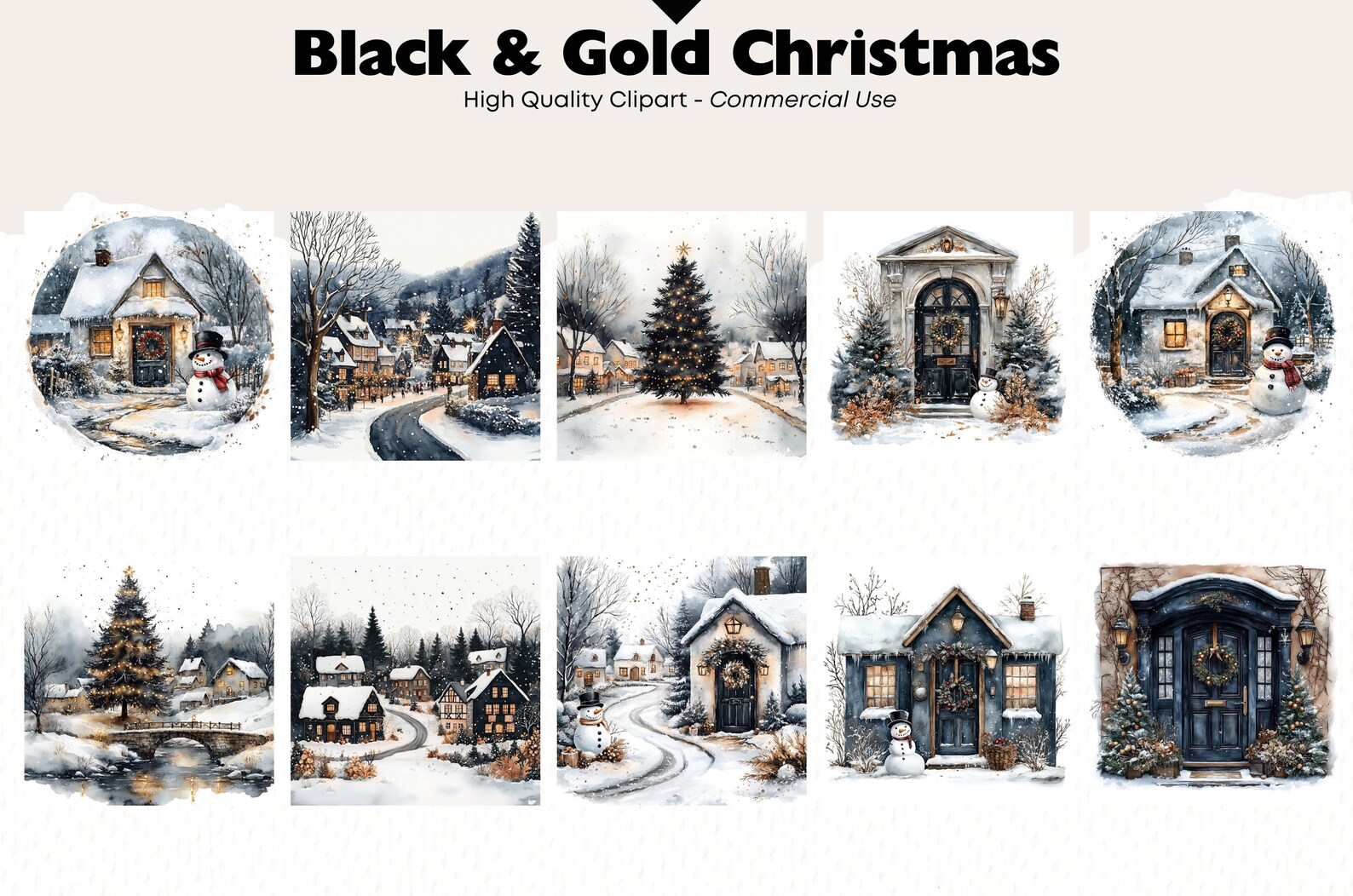 Winter Scenes Clipart Bundle Snowy Landscapes Graphics Digital Download ...